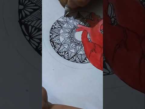 mandala art on heart 🫀#mandala #heart #shorts