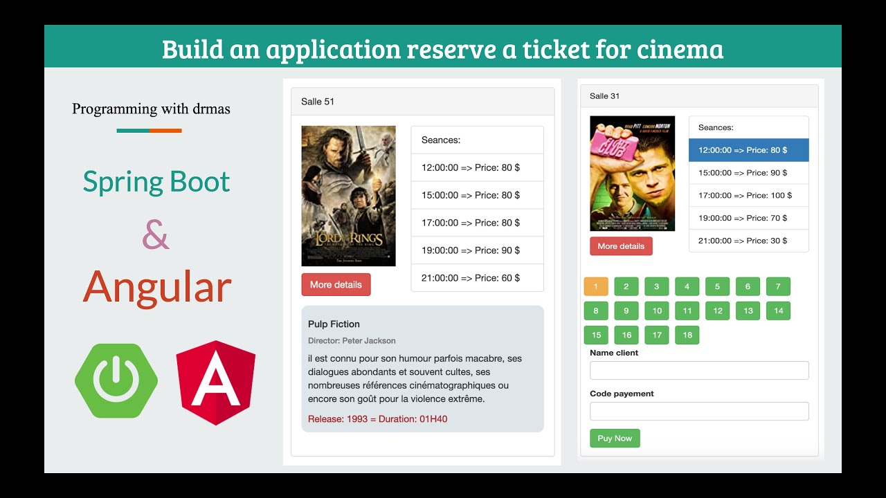 Build an application reserve a ticket for cinema with Spring boot and Angular