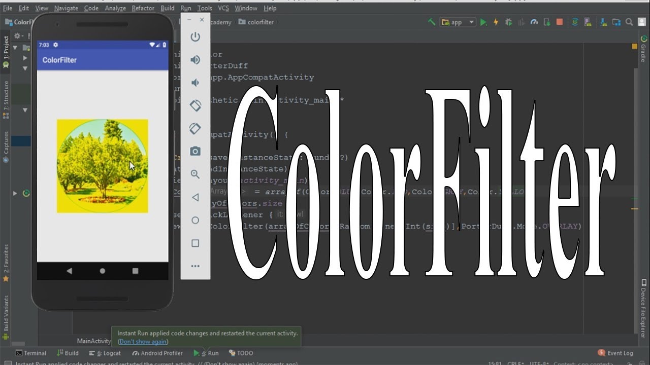 4. Kotlin, Implementing  ColorFilter on ImageView in Android Studio (Simple Example)
