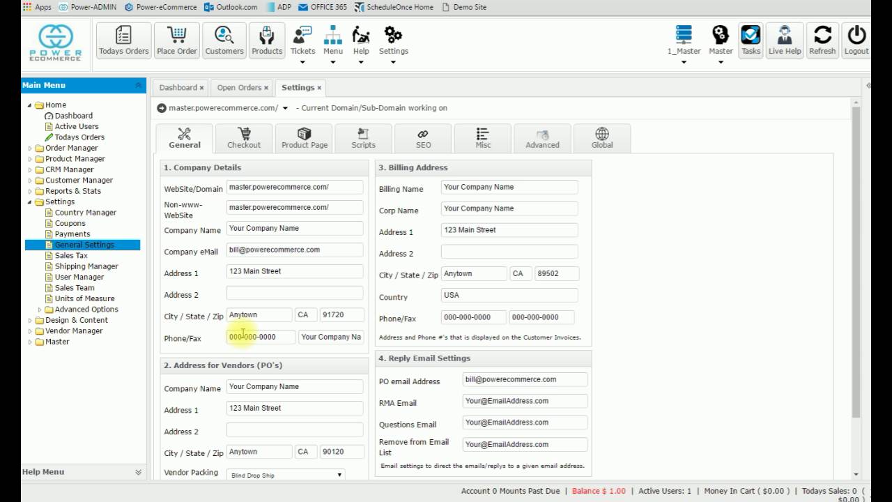 Initial Setup Video 1 General Settings