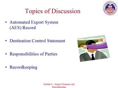 6. Export Clearance and Recordkeeping