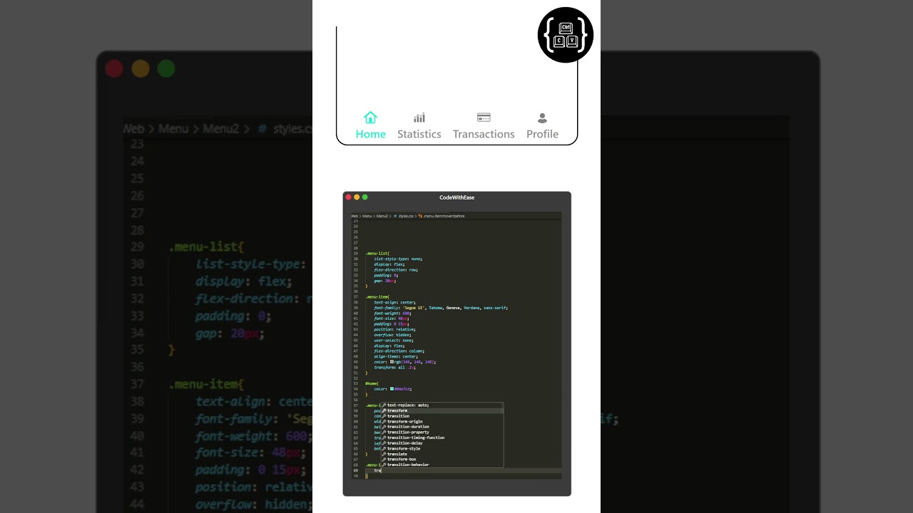 Mobile Navigation Menu 🔥 #coding #codeflow #python #frontendcourse #animation #code #codingbat