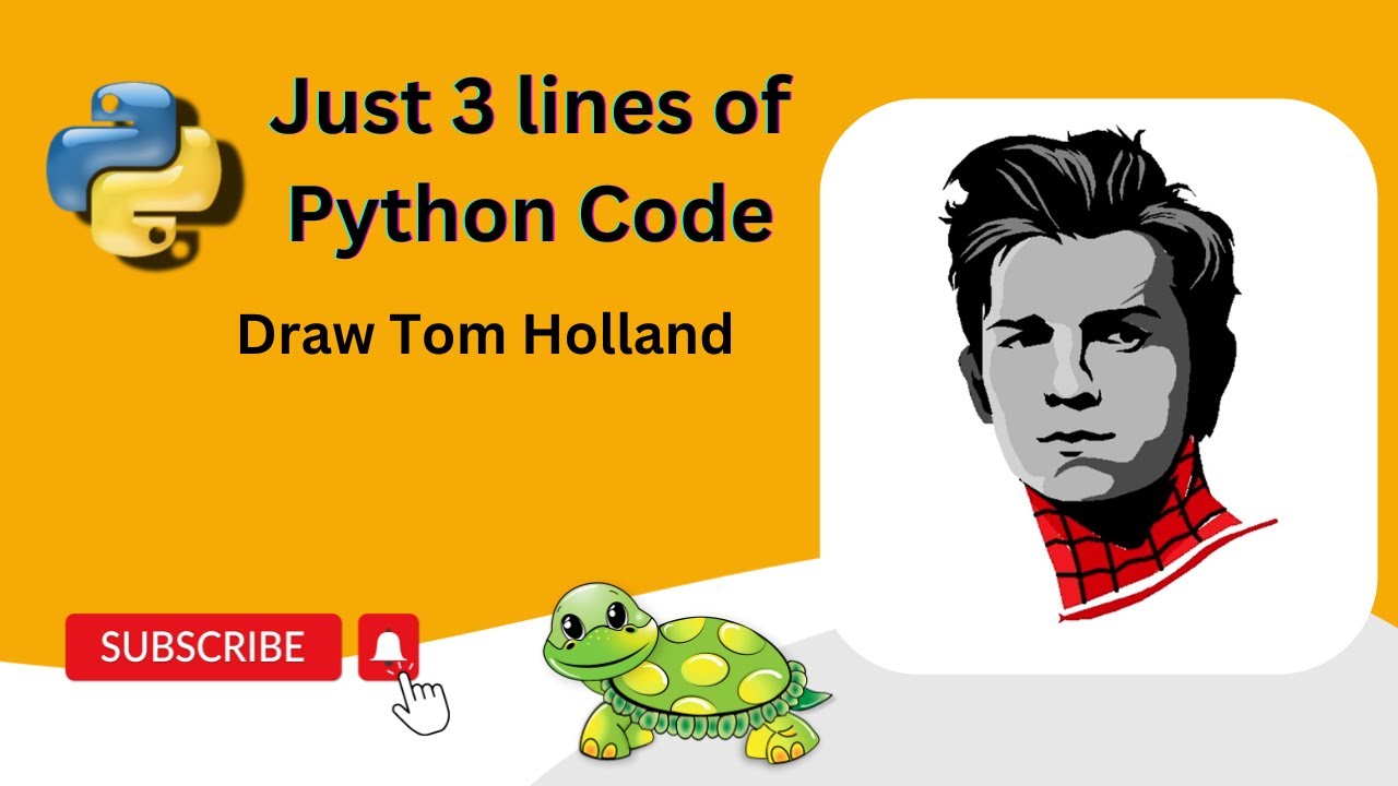 Draw Tom Holland Sketch in Python | Just 3 lines of Python Code | Turtle graphics.