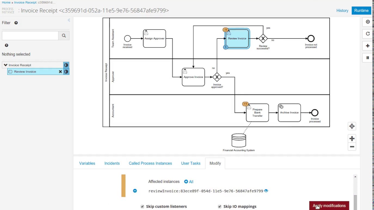 Camunda BPM process instance modification