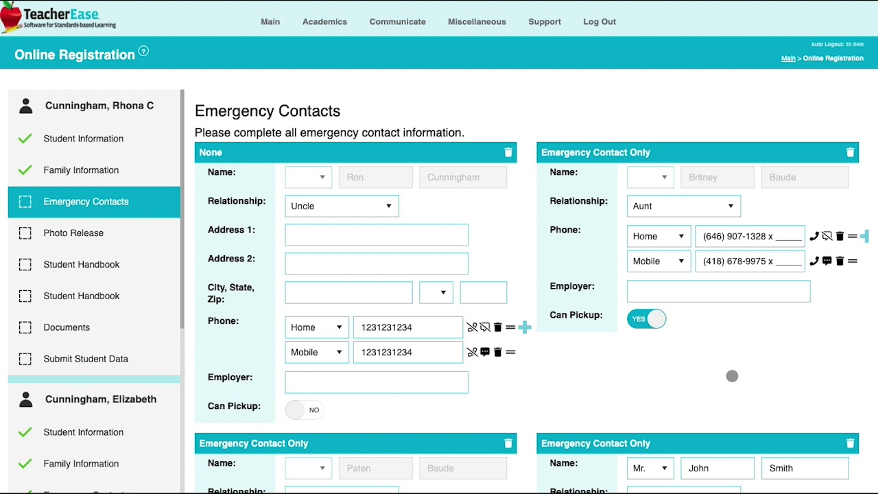 TeacherEase Online Registration Parent Tutorial