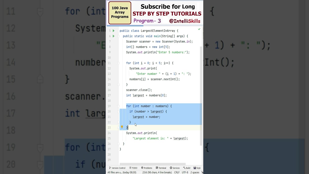 Largest element in an array in Java #shorts #java #trending #programming #javaprogramming