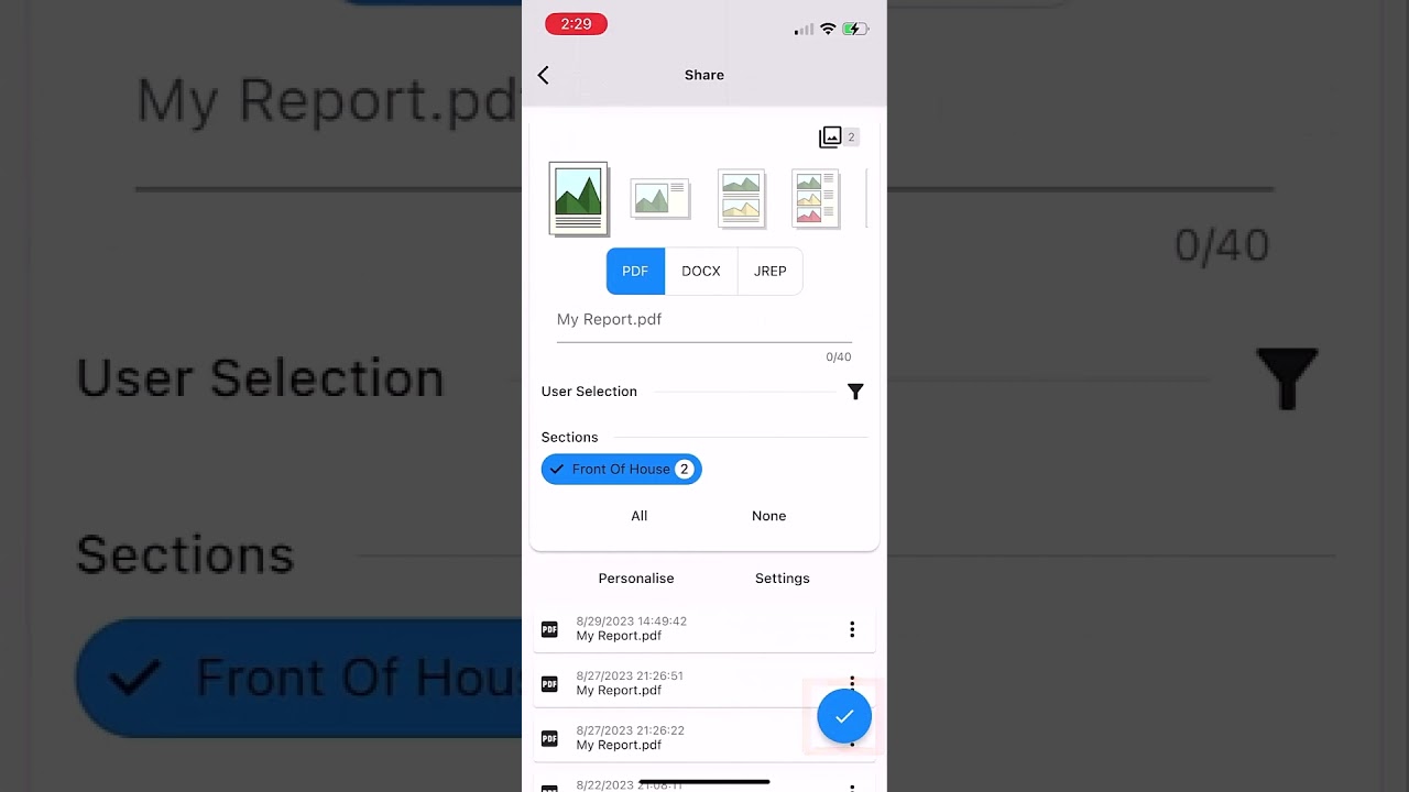 How to choose the images you want to appear in a PDF report in Report and Run version 2 (iOS)