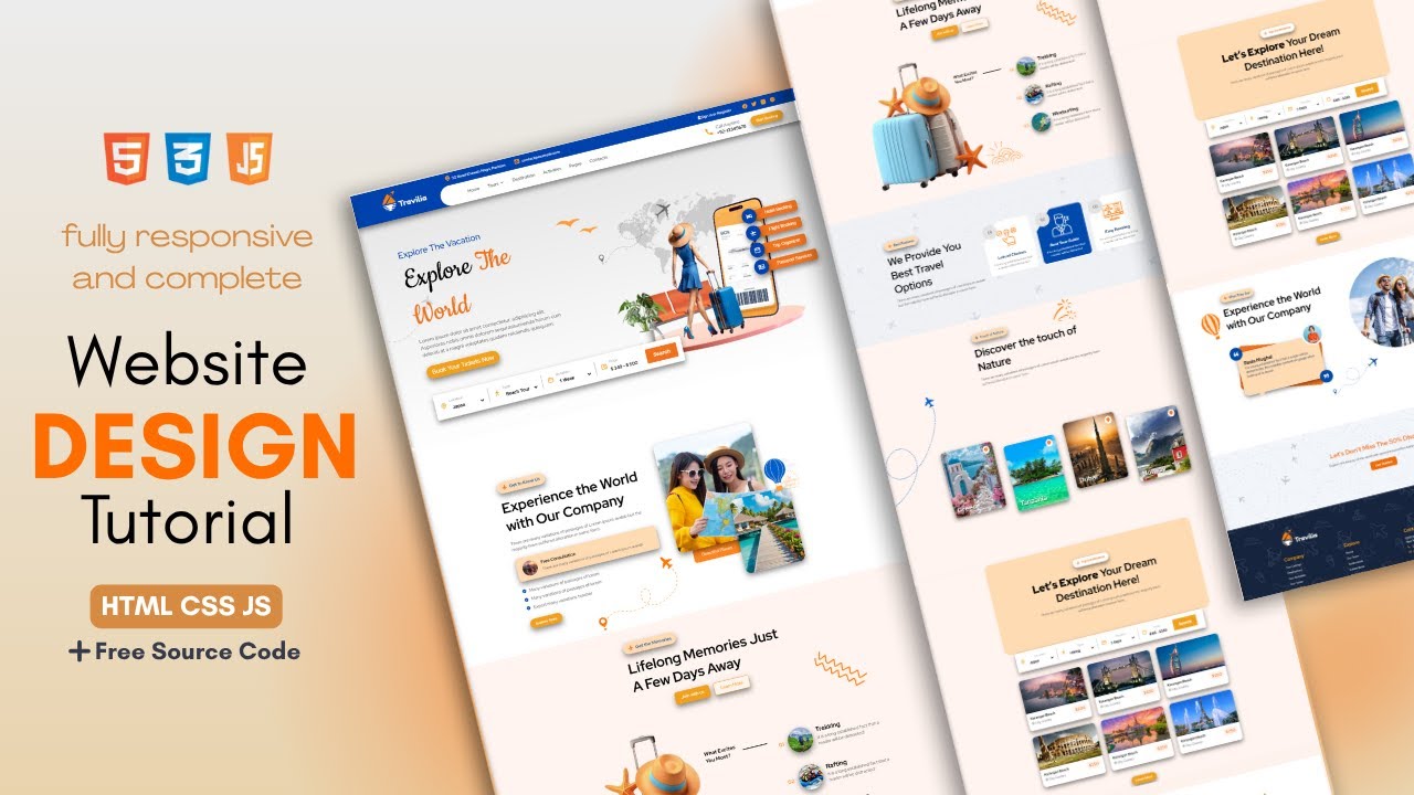 Complete Responsive Travel Website Using HTML CSS JavaScript | Free Source Code