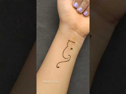 Cute cat 🐈tattoo mehndi design | Stylish cat henna tattoo design💕