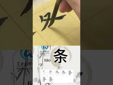 学习写汉字“条/条(A measure word for something like pants or a long bar)” Learn to write chinese characters