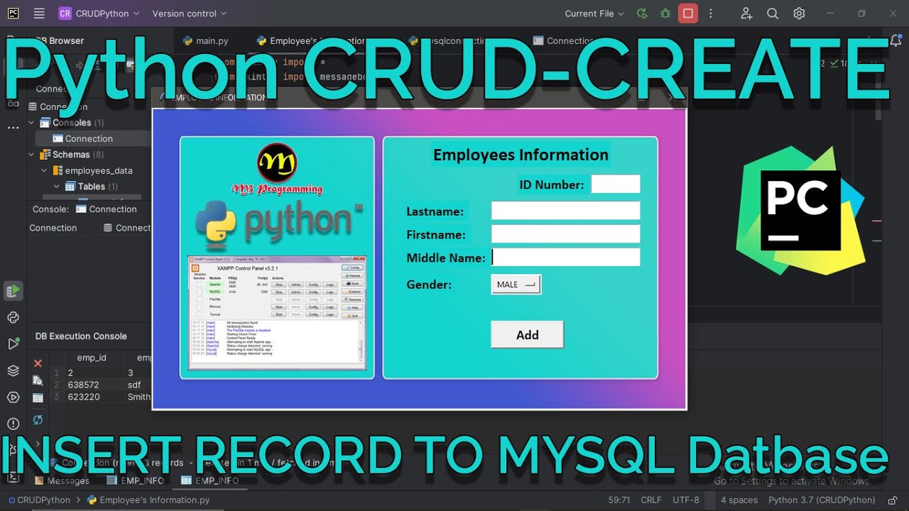 Python CRUD with MySQL Database - Insert record #python #coding #java #intellij #database