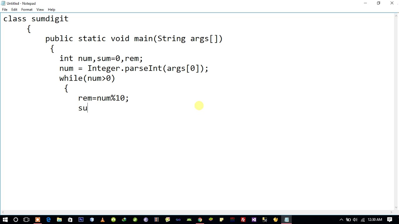 Sum of digit Java Program in java Programming