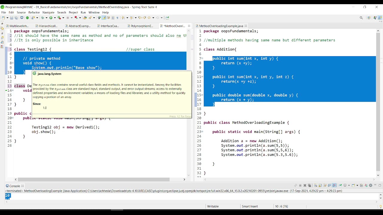 difference between method overloading overriding what is static dynamic binding runtime polymorphism