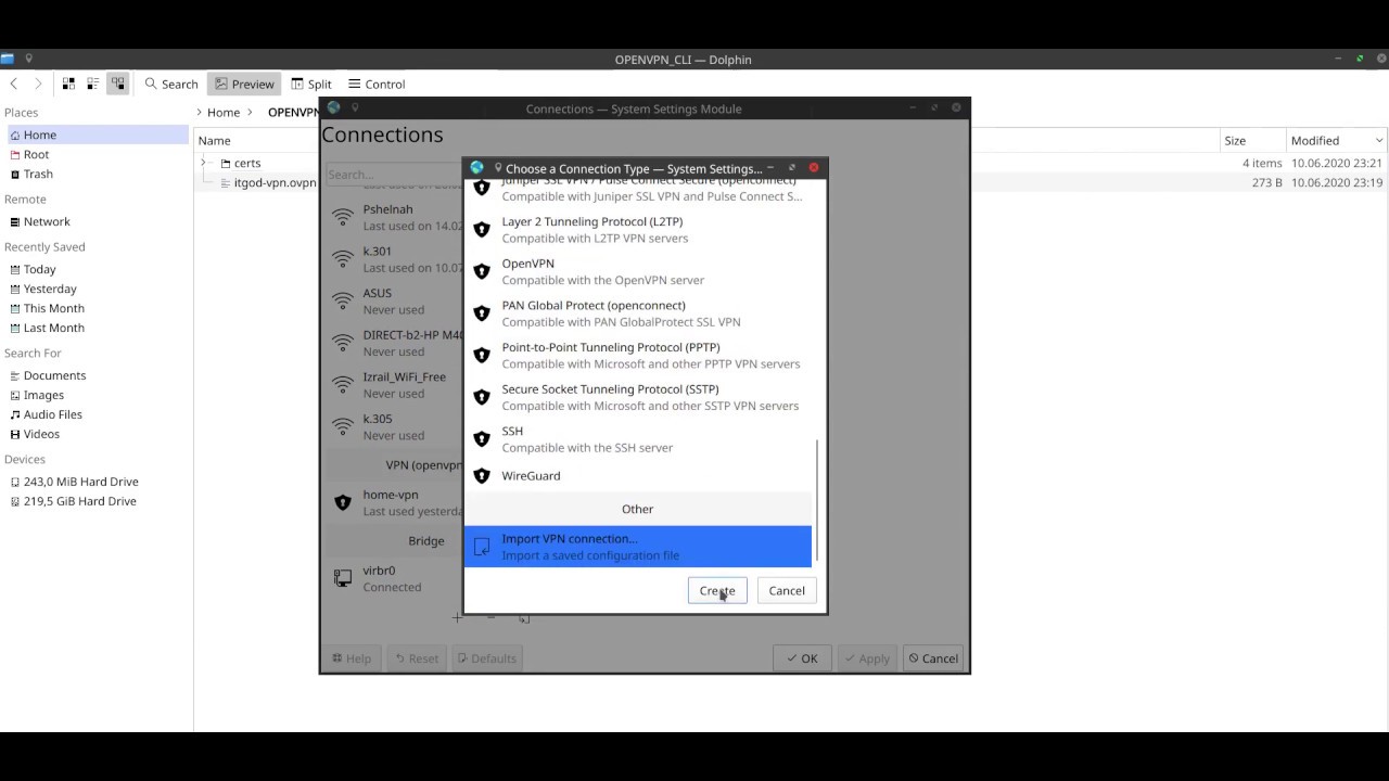 networkmanager | import openvpn gui