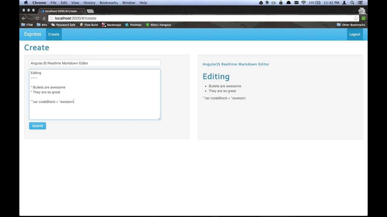 AngularJS Realtime Markdown Editor