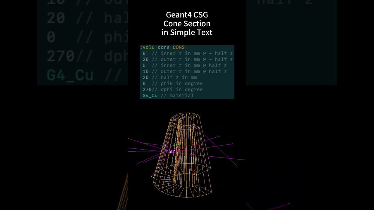 #Geant4 geometry, conical section, w/o C++!
