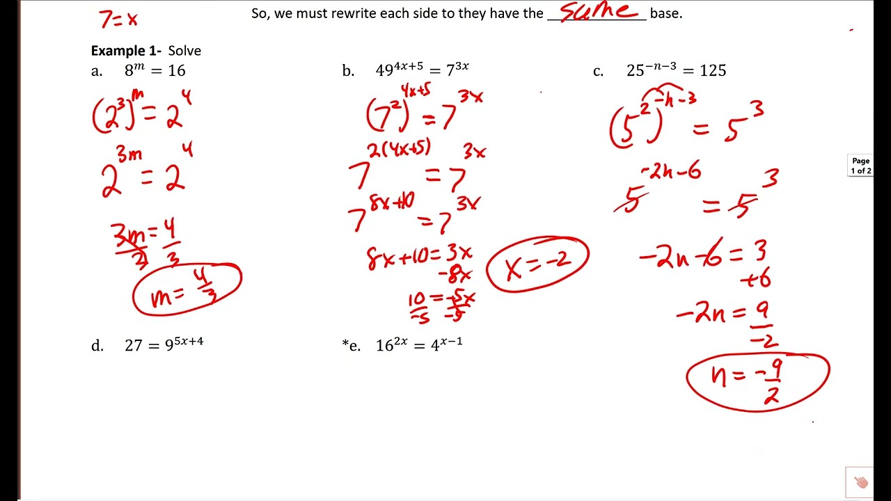 1.3 (ALEKS) Solving Exponential Equations Using the Equality Property