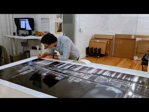 Panoramic Skyline of Brooklyn Bridge at Night - 90" Limited Edition Print by Andrew Prokos