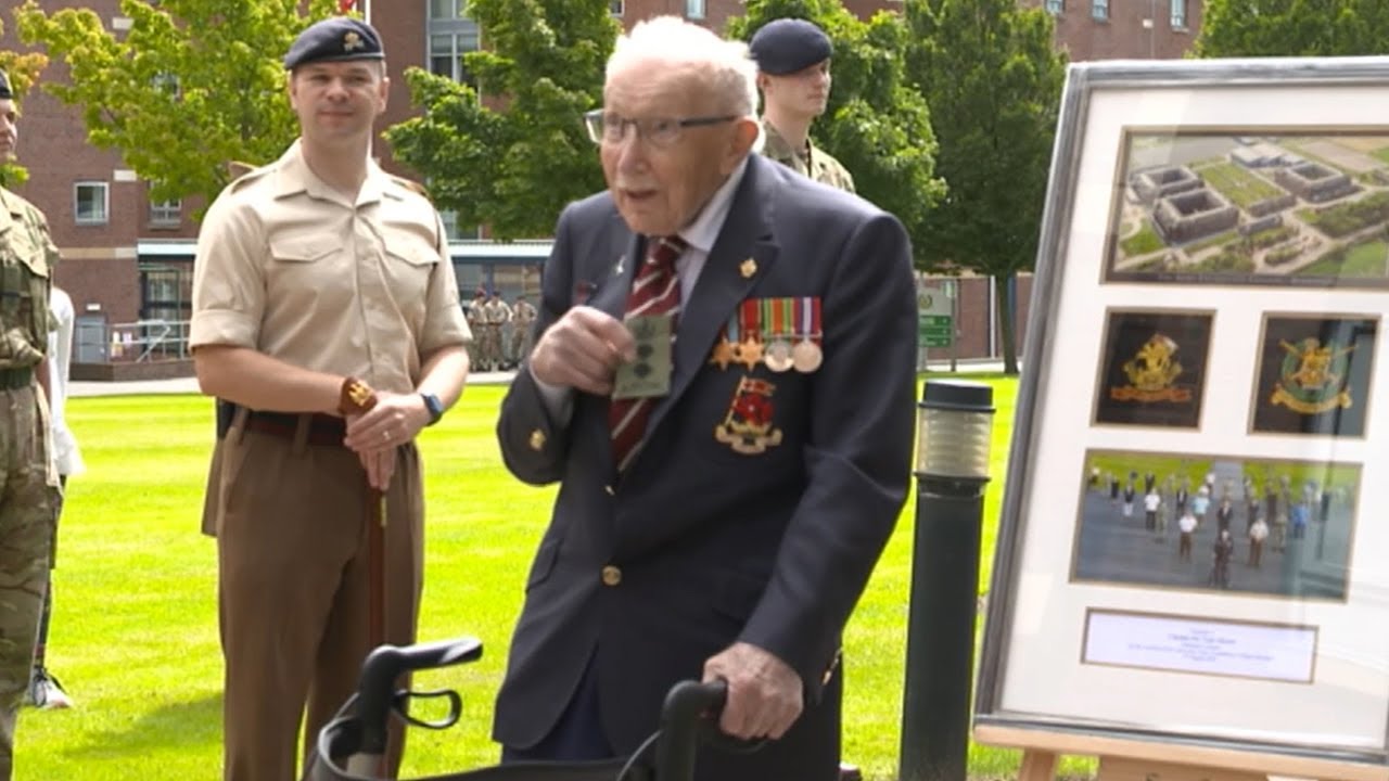 Watch: Captain Sir Tom Moore becomes honorary colonel of Harrogate army ...