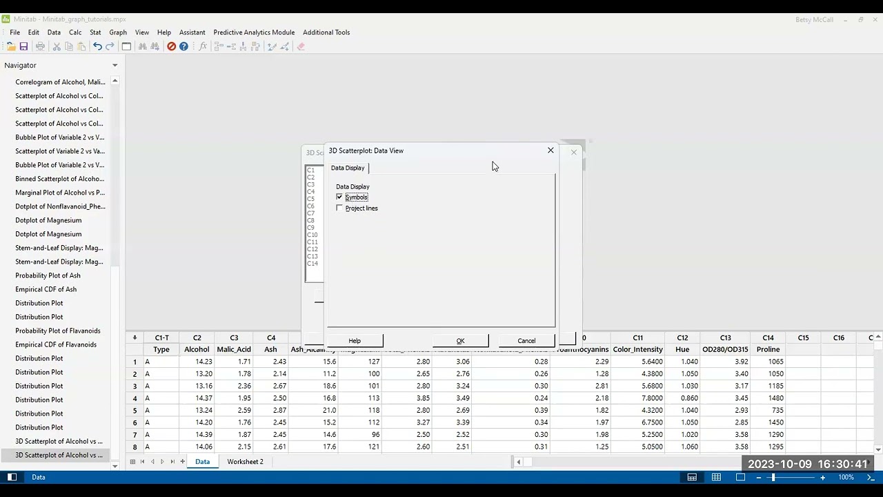 Creating 3D Scatterplots in Minitab 21