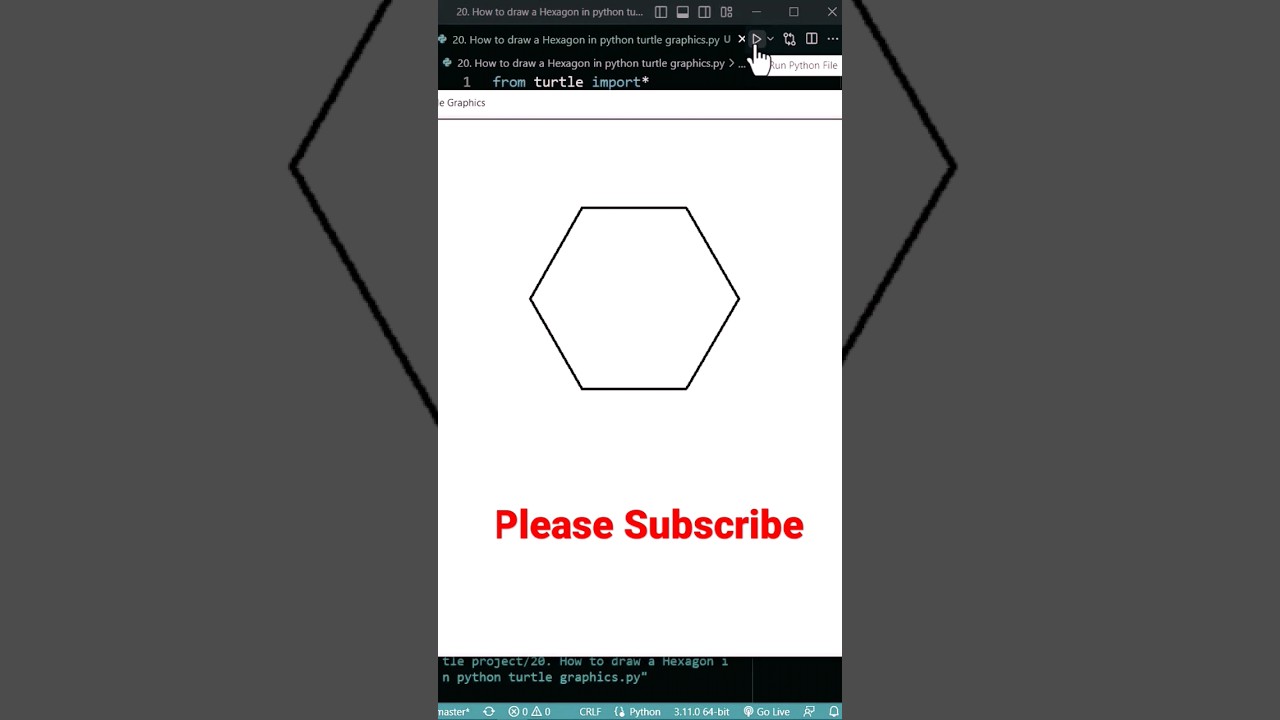 20. How to Draw a Hexagon in python turtle graphics || #python #turtle