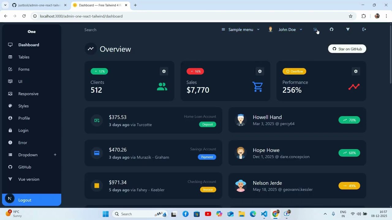 Admin One React Next Tailwind — Free React Admin Dashboard Tutorial (2025)