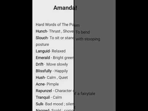 #amanda #cbseclass10 #amandapoem #cbse #hardwords #wordoftheday #english #cbseenglish