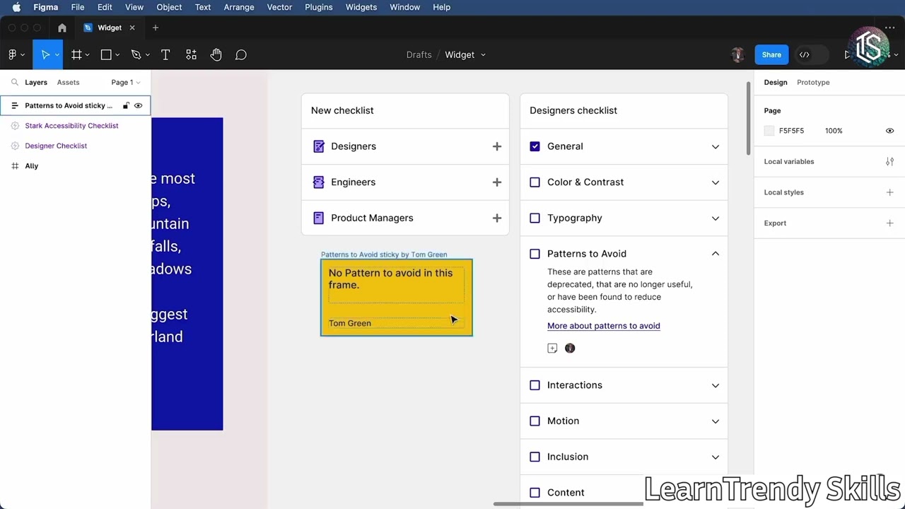 How to Use the Stark Accessibility Checklist Widget in Figma | A11y Design Guide
