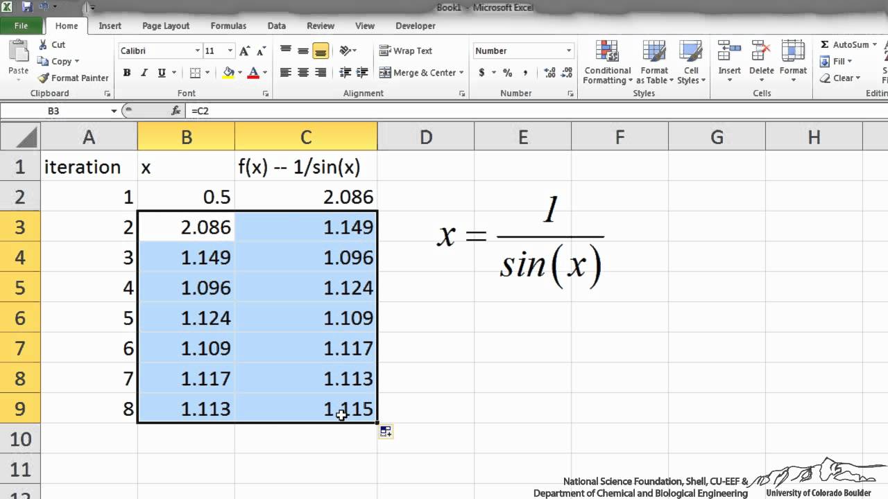 Iterative Solutions/Excel