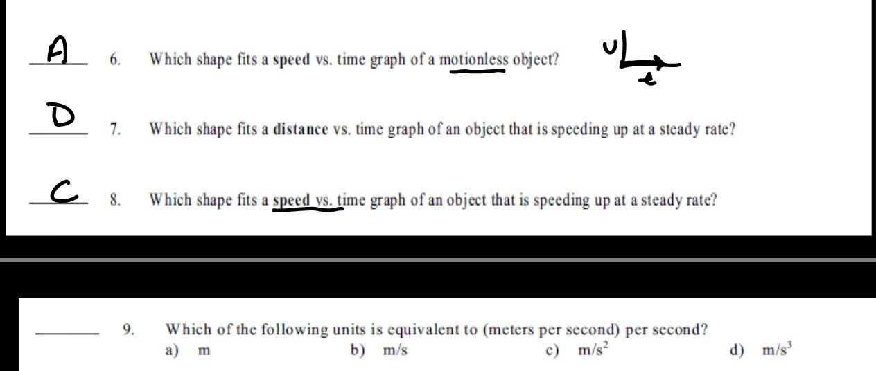 Science 10 physics: Motion Worksheet B: Interpreting Motion Graphs