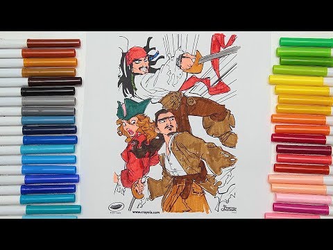 Coloring Pirates of the Carribean's Jack Sparrow and Will Turner!