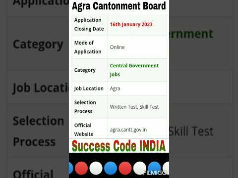 Agra Cantonment Board Recruitment 2022-2023 | UP Govt Jobs 2022 #successcodeindia #shorts #viral