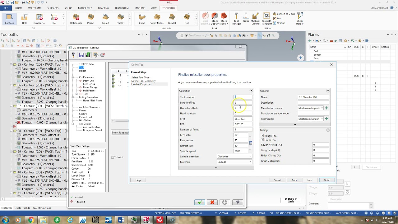 Creating a Chamfer tool in Mastercam