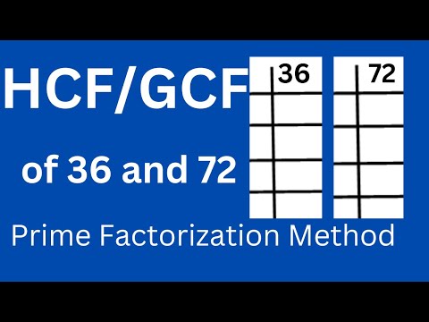HCF of 36 and 72 by Prime Factorization