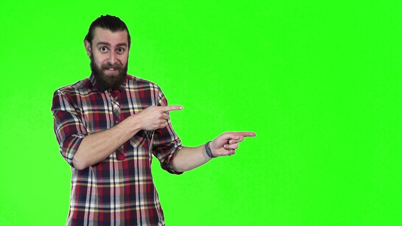 Man pointing his finger on Green Screen - Man pointing his finger on Chroma Key