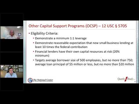 SSBCI: Planning and Administering Tribal Loan Support Programs