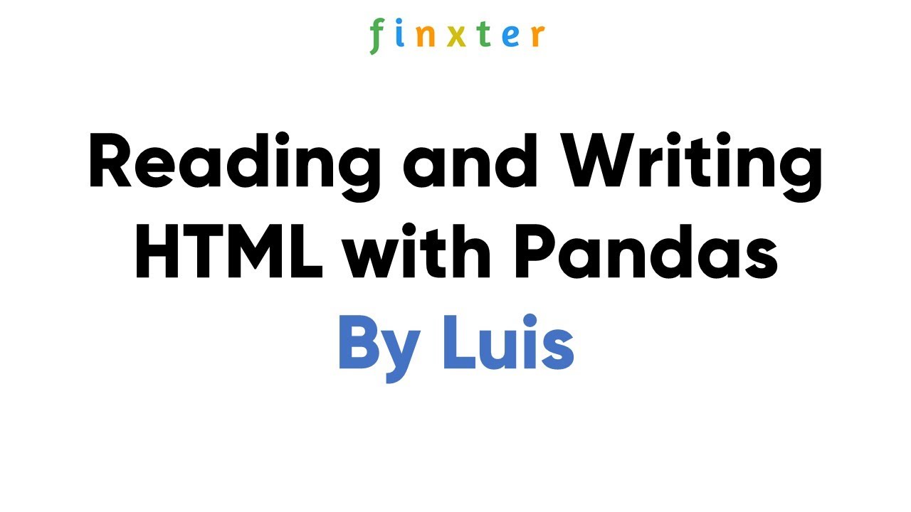 Reading and Writing HTML with Pandas
