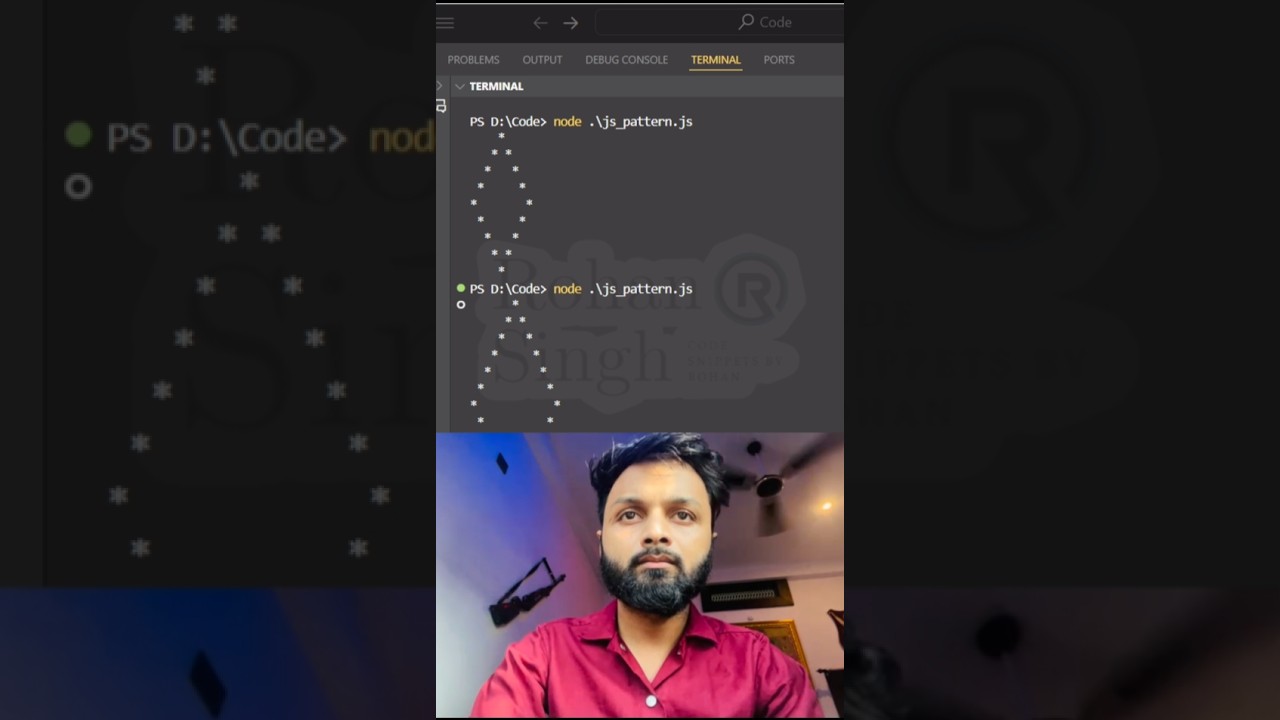 Javascript Hollow Diamond Pattern | Javascript Tutorial #coderohan #shorts #javascript #codingshorts