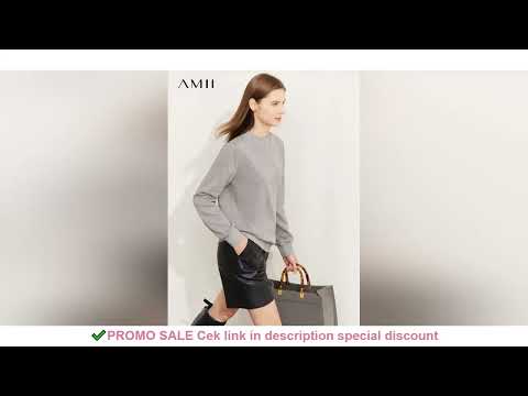 AMII Minimalism Sweatshirts Women 2024 Winter New Commuter Solid Fashion Casual Thicken Half High Co