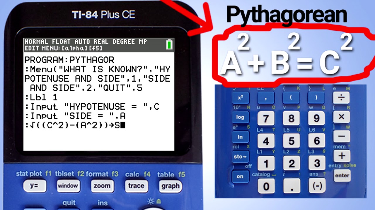 TI 84 Plus CE Pythagorean Theorem Program