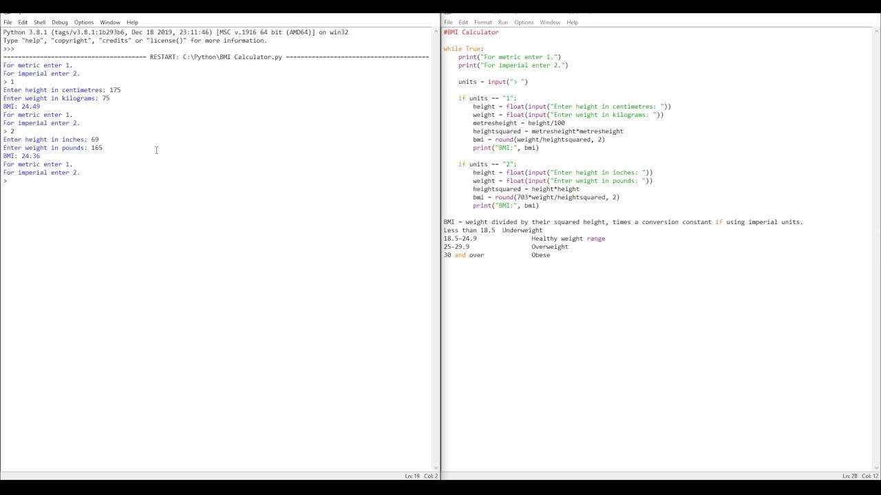 Python Project 7 - BMI Calculator (Beginner)