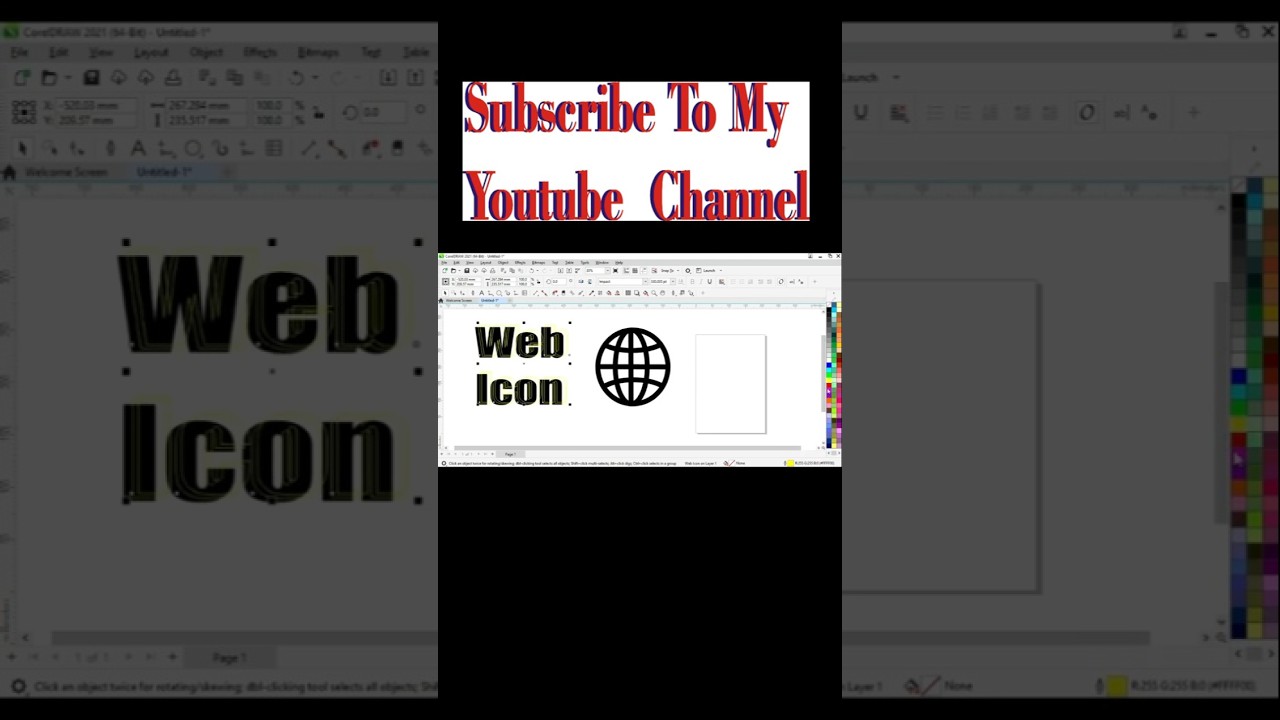 Draw  WEB  Icon In CorelDRAW.  @TechSparkHSOfficial
