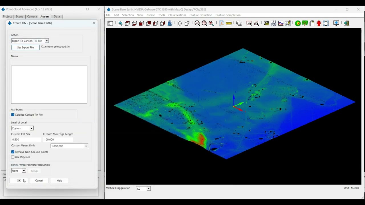 Carlson Point Cloud – TIN Extraction