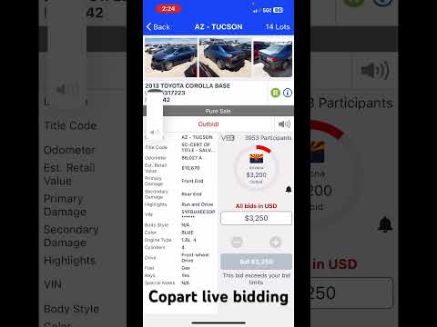Copart Auto Auctions Live #copart #carauction #Corolla