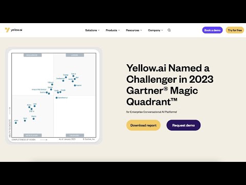 Yellow.ai As a Challenger in '23 Gartner® Magic Quadrant™ for Enterprise Conversational AI Platforms