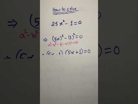 #shortsviral #mathstricks #how to solve 25 x^ 2 -1=0