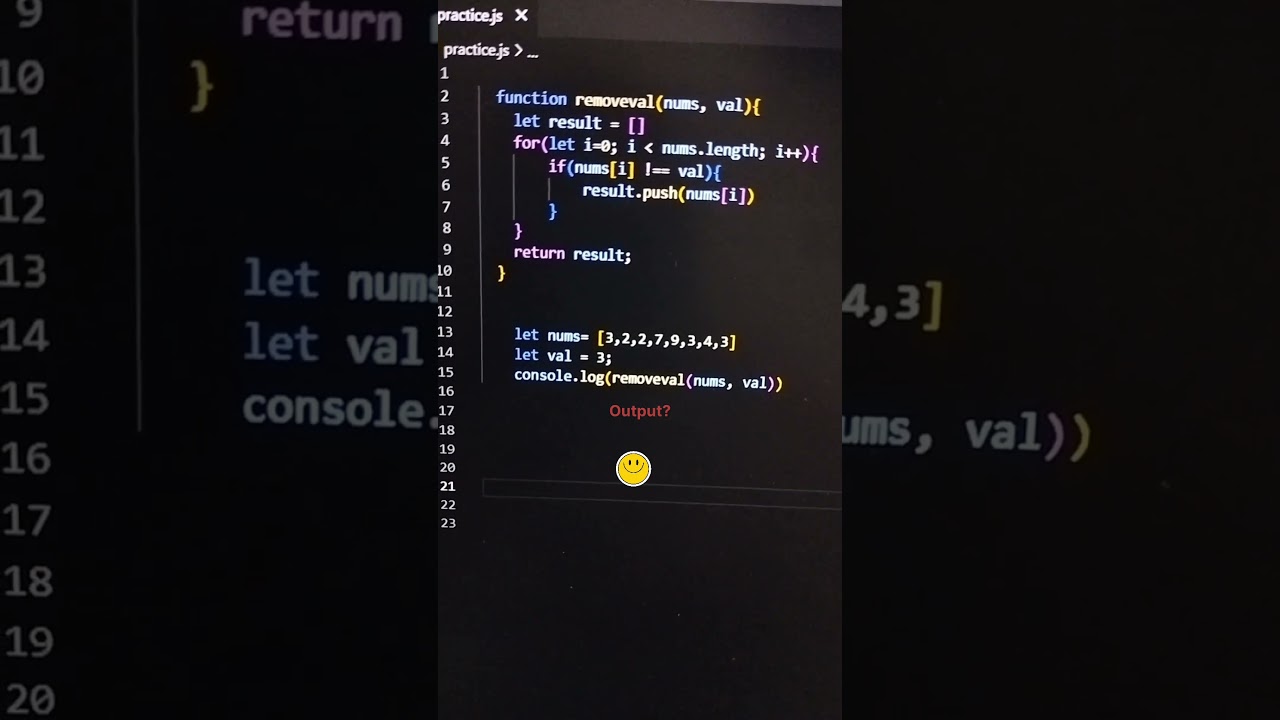 javascript program remove val from array ✨⚡💯