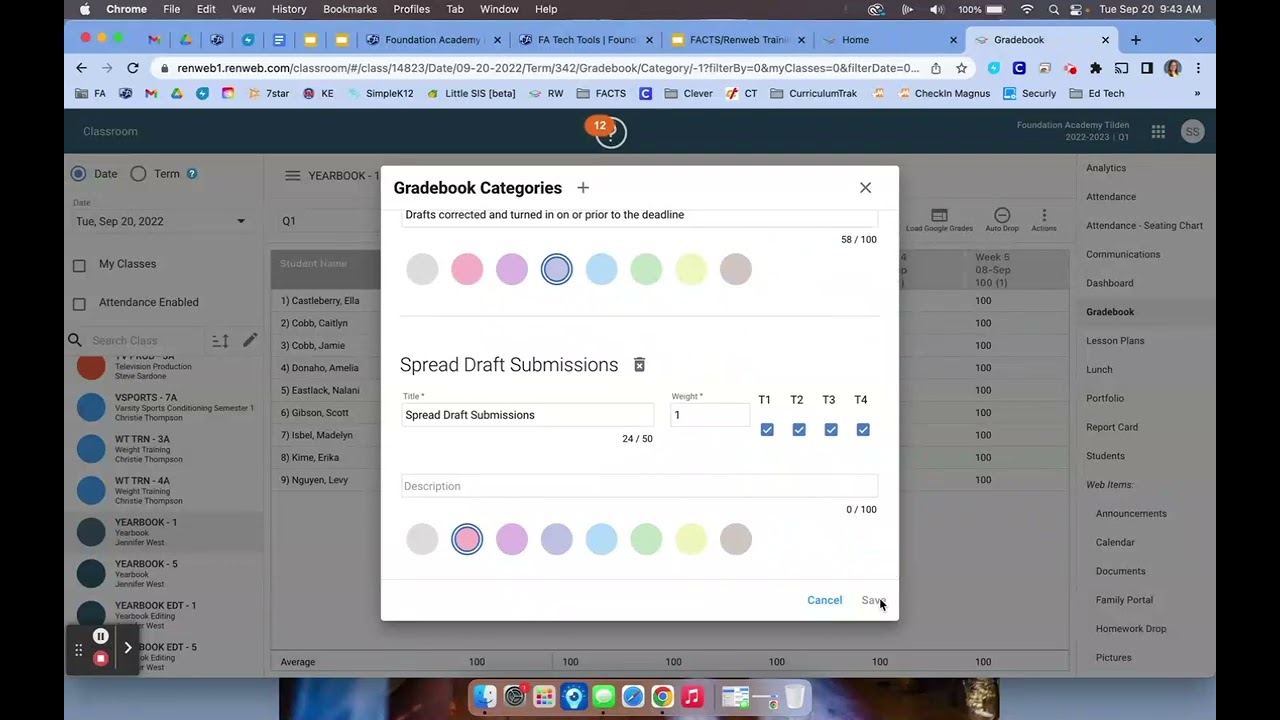 Gradebook Setup and Categories   Renweb Classroom
