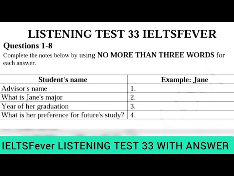 Ielts fever listening test 33 | Student's name