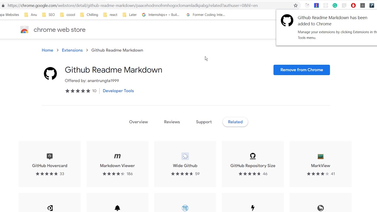 Github Readme Markdown Chrome Extension